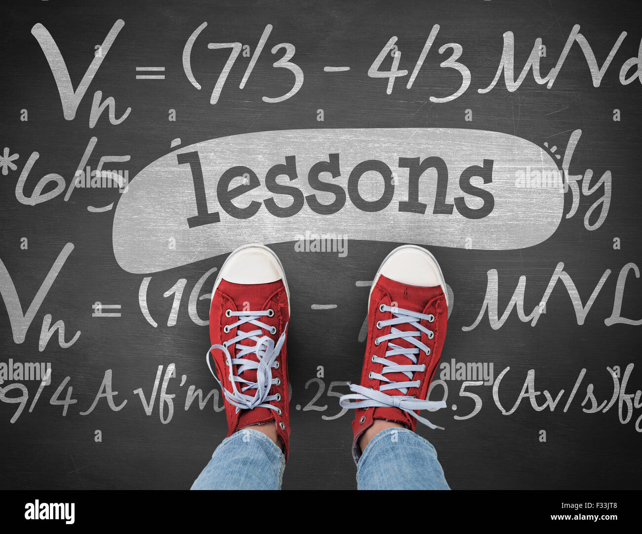 Lessons against black background Stock Photo - Alamy
