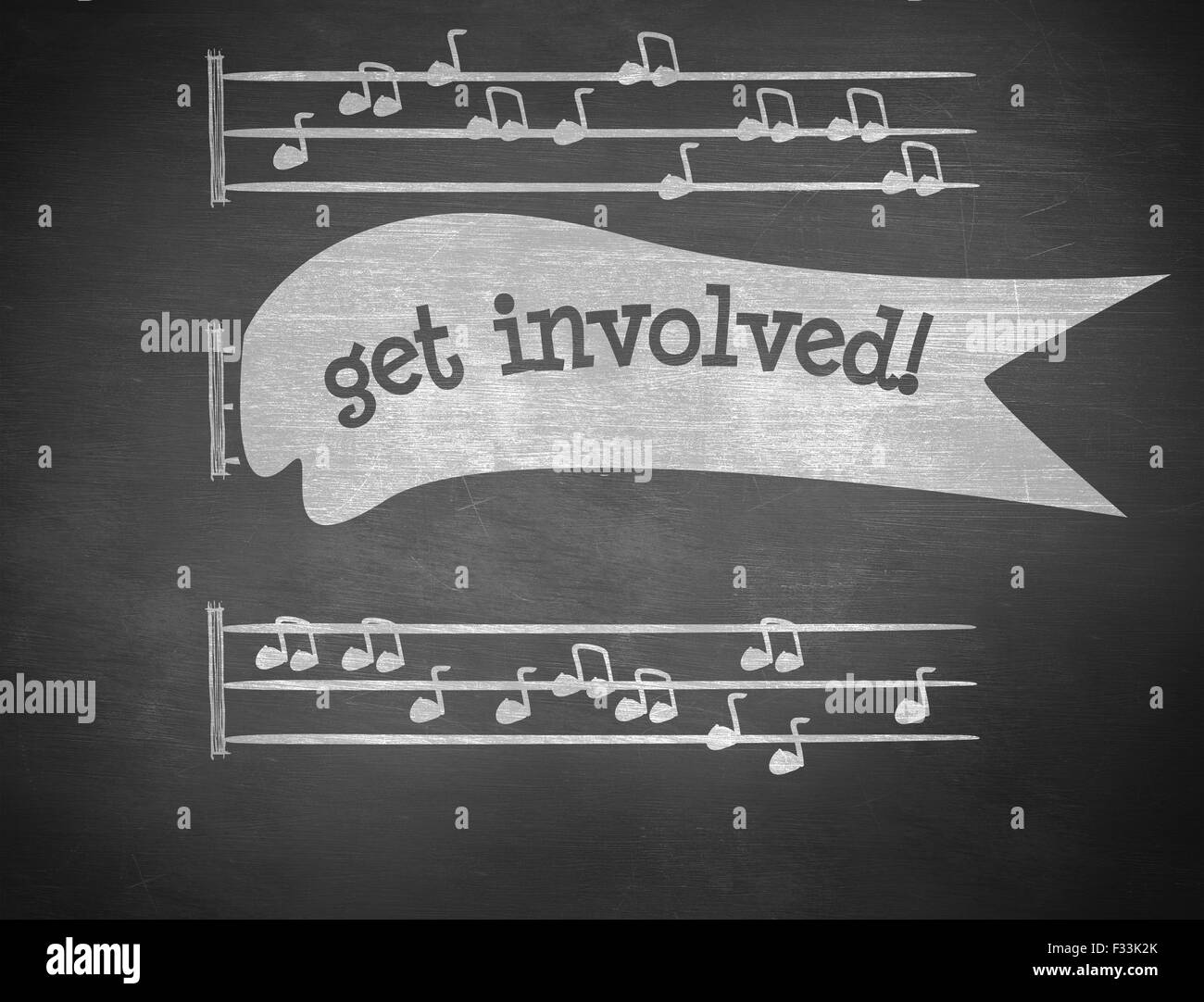 Get involved! against black background Stock Photo - Alamy