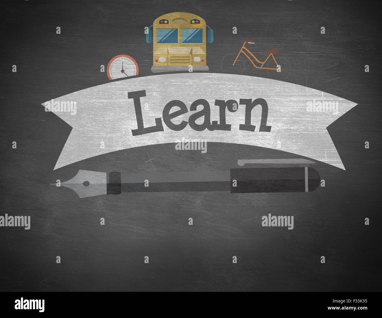 Learn against black background Stock Photo - Alamy