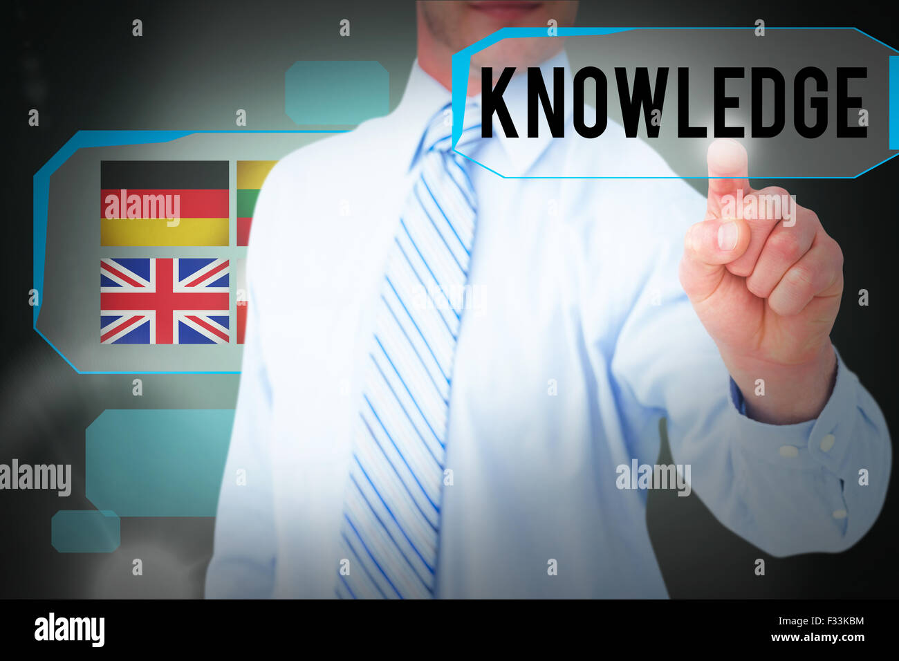 Knowledge against green background with vignette Stock Photo - Alamy