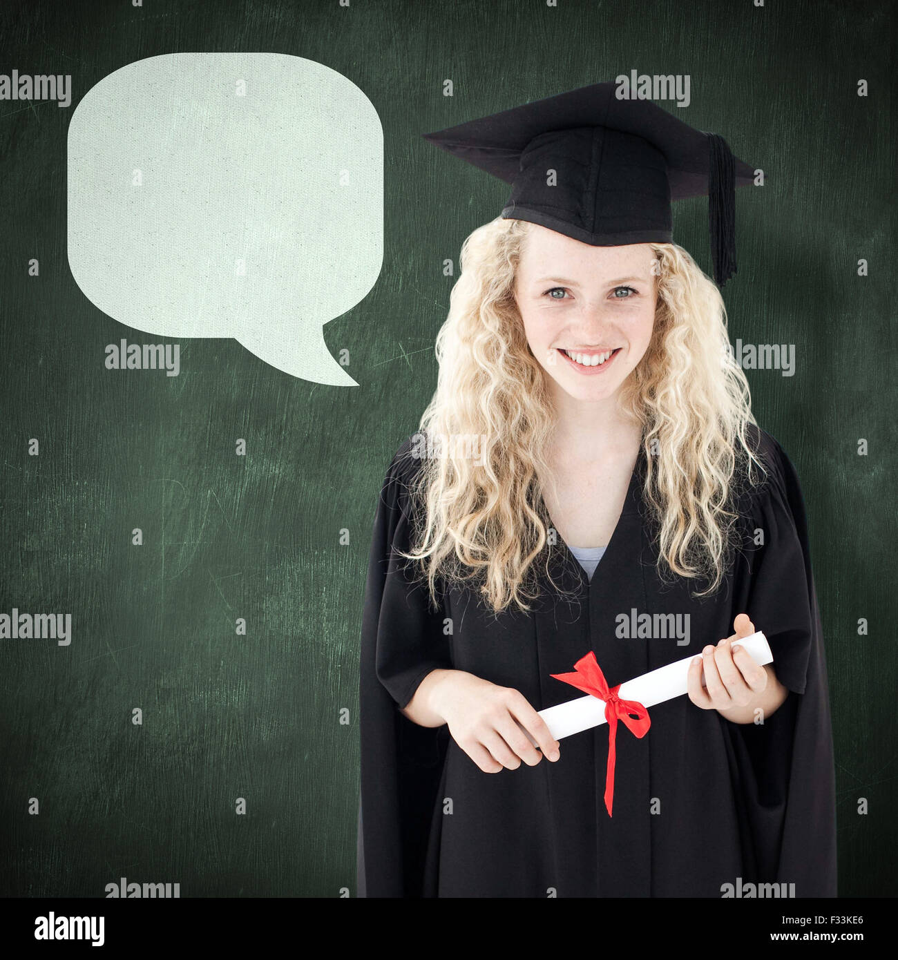 Composite image of teenage girl celebrating graduation Stock Photo - Alamy