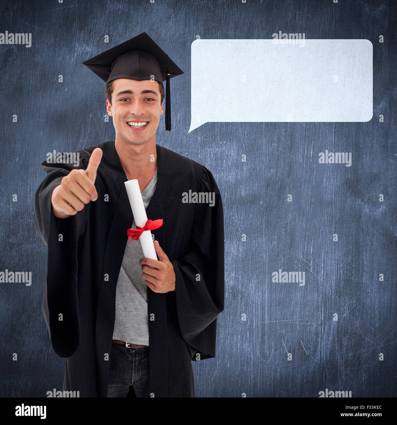 Composite image of happy teen guy celebrating graduation Stock Photo ...