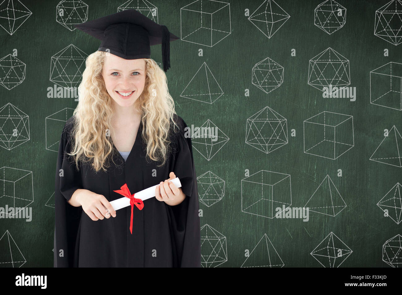 Composite image of teenage girl celebrating graduation Stock Photo - Alamy