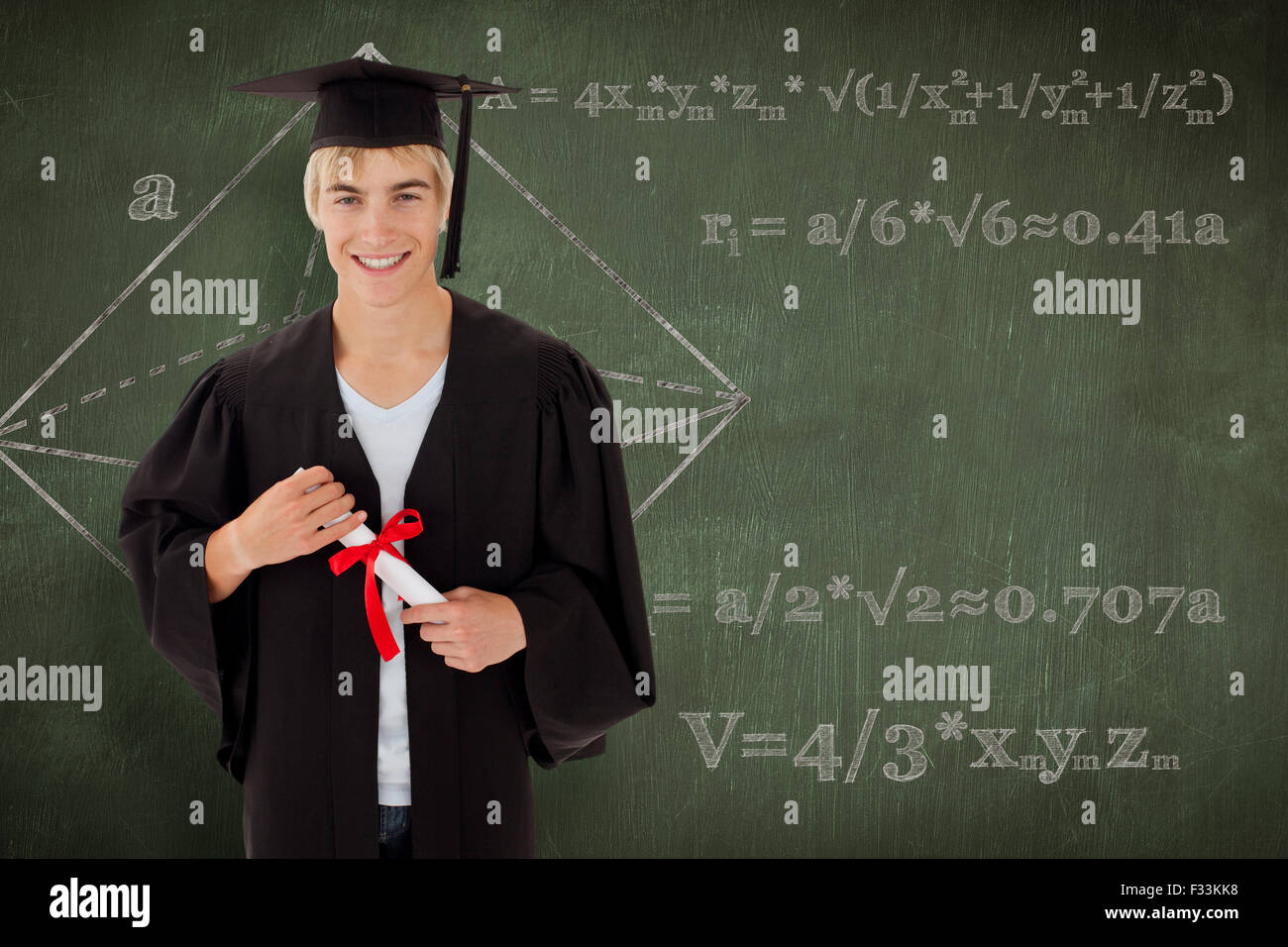 Composite image of teen guy celebrating graduation Stock Photo - Alamy