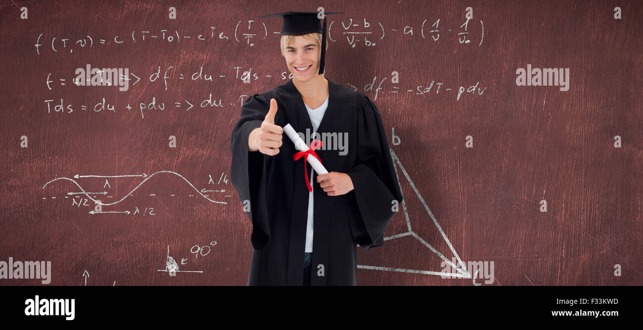 Composite image of happy teen guy celebrating graduation Stock Photo ...