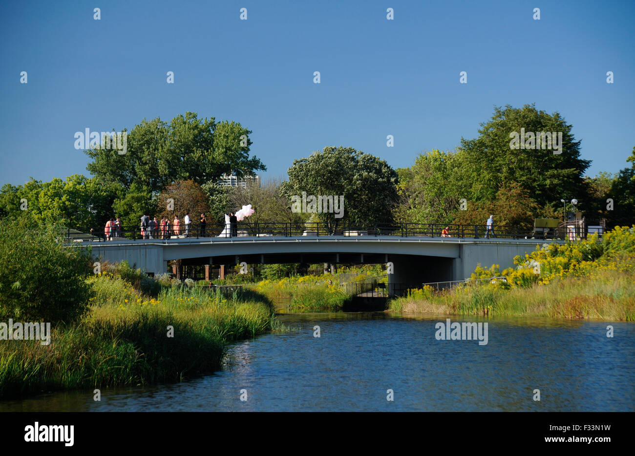 Bridge to the South Pond Nature Boardwalk in Lincoln Park, Chicago ...