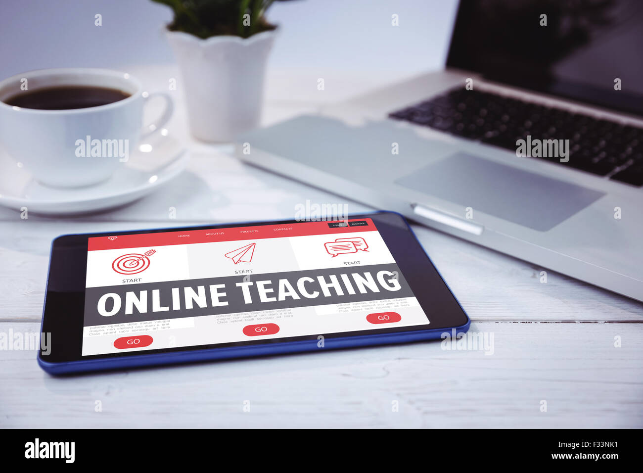Composite image of online teaching interface Stock Photo - Alamy