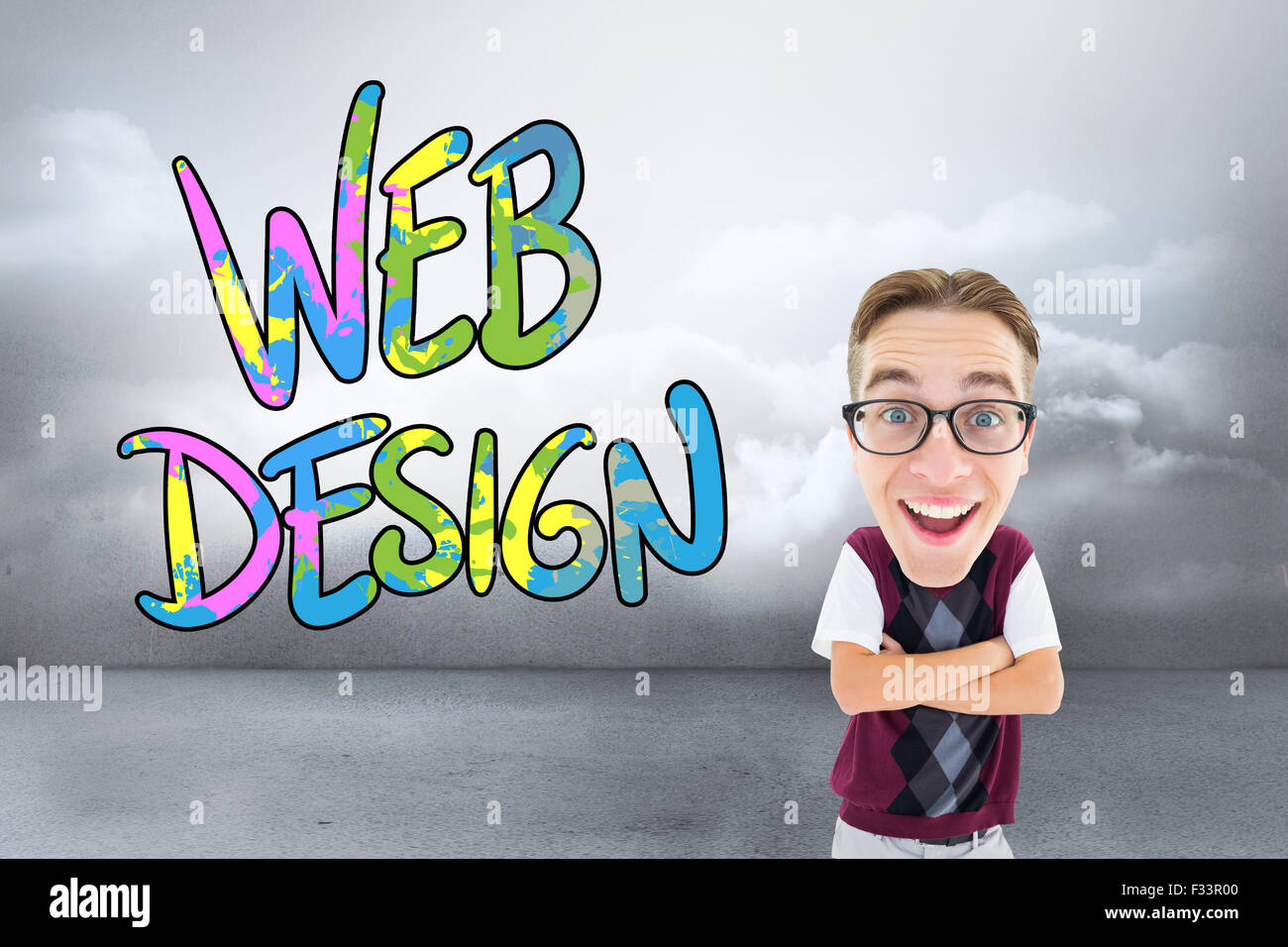 Composite image of geeky businessman Stock Photo - Alamy