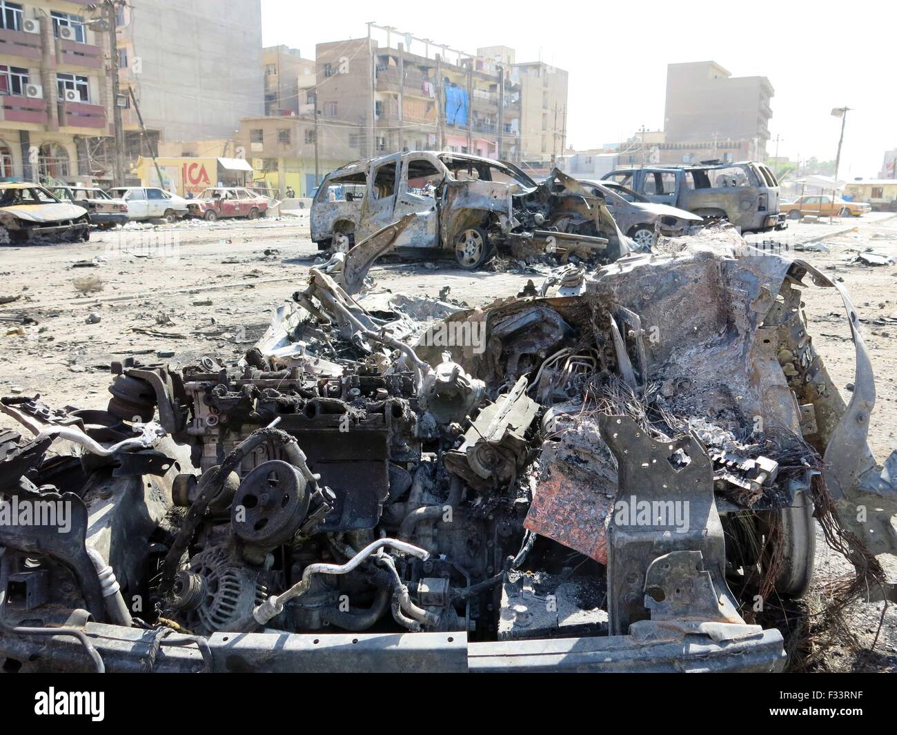 Baghdad. 29th Sep, 2015. Photo taken on Sept. 29. 2015 shows damaged ...