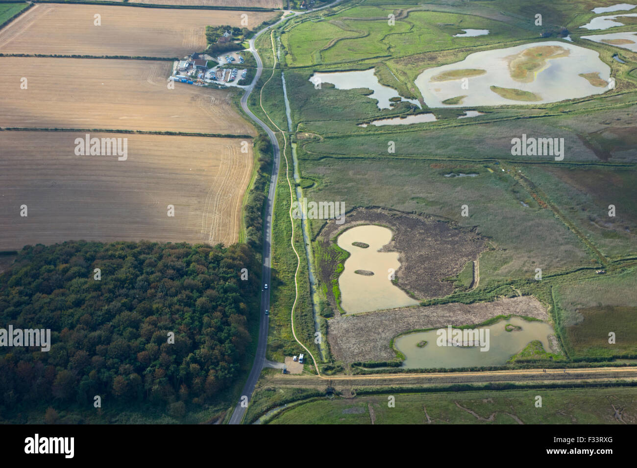 East Bank & Cley Marshes from the air North Norfolk Stock Photo - Alamy