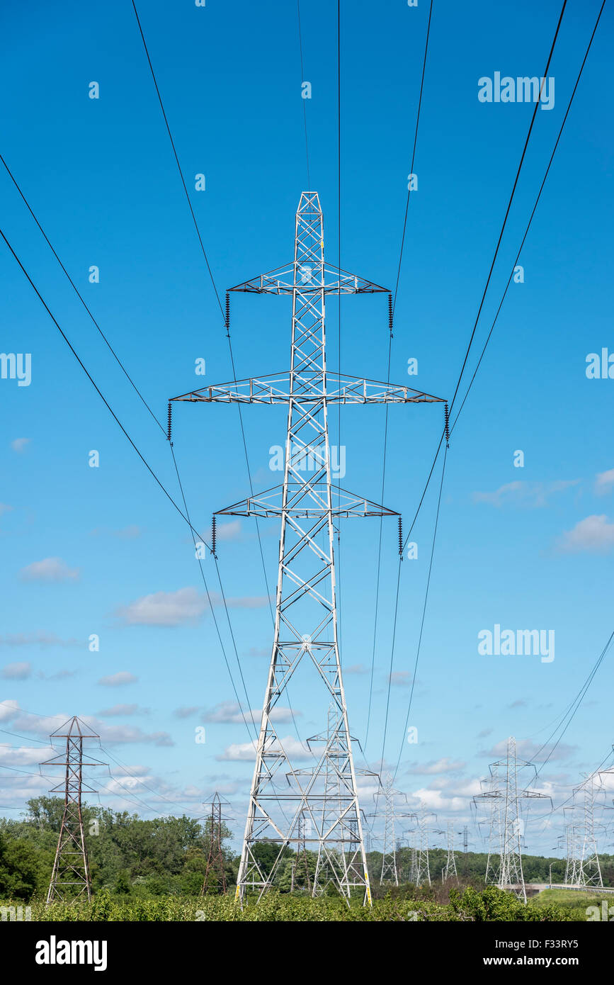 A hydro transmission tower in a field Stock Photo - Alamy