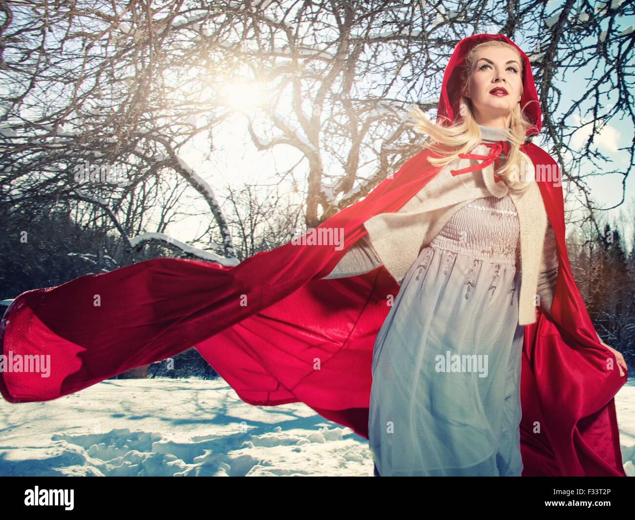 Running red hood Stock Photo - Alamy