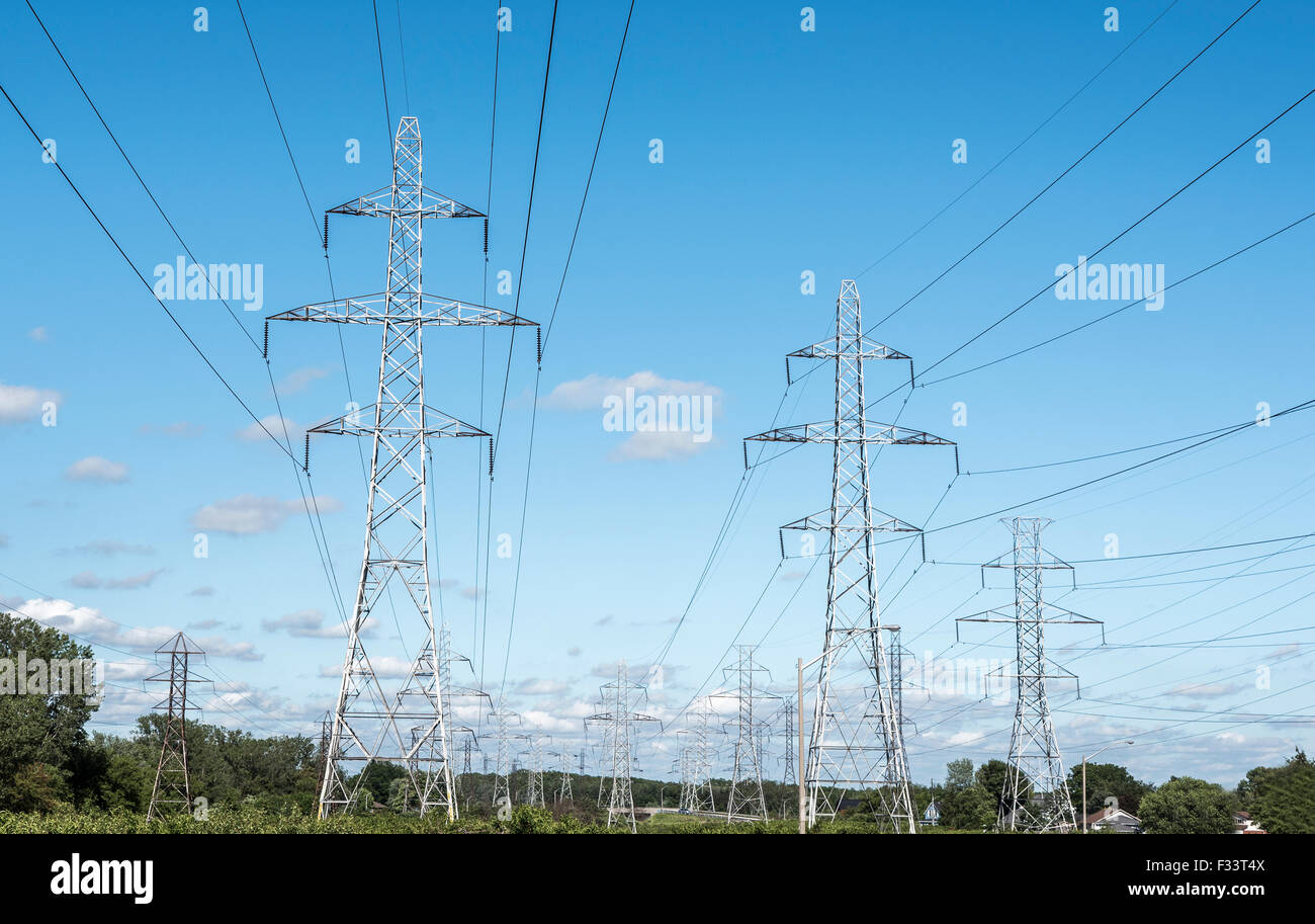 Hydro towers and power lines carrying electricity disappear into the ...