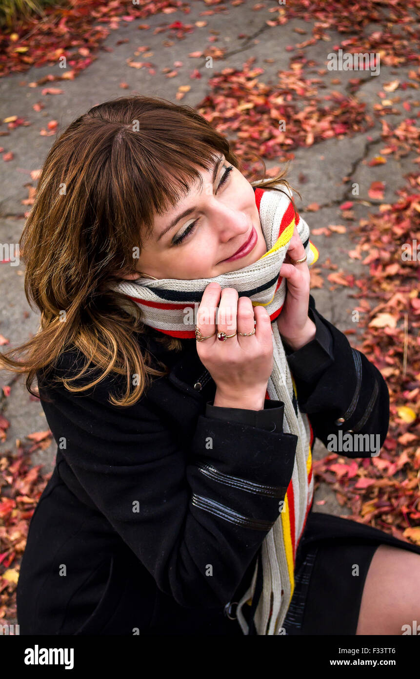 girl with scarf autumn Stock Photo - Alamy