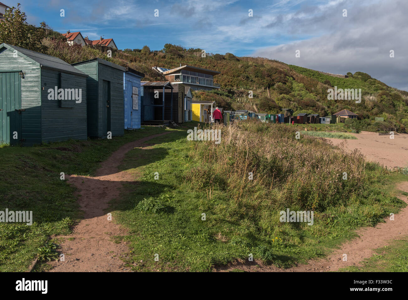 Beach Huts at Coldingham Bay Scotland Stock Photo - Alamy
