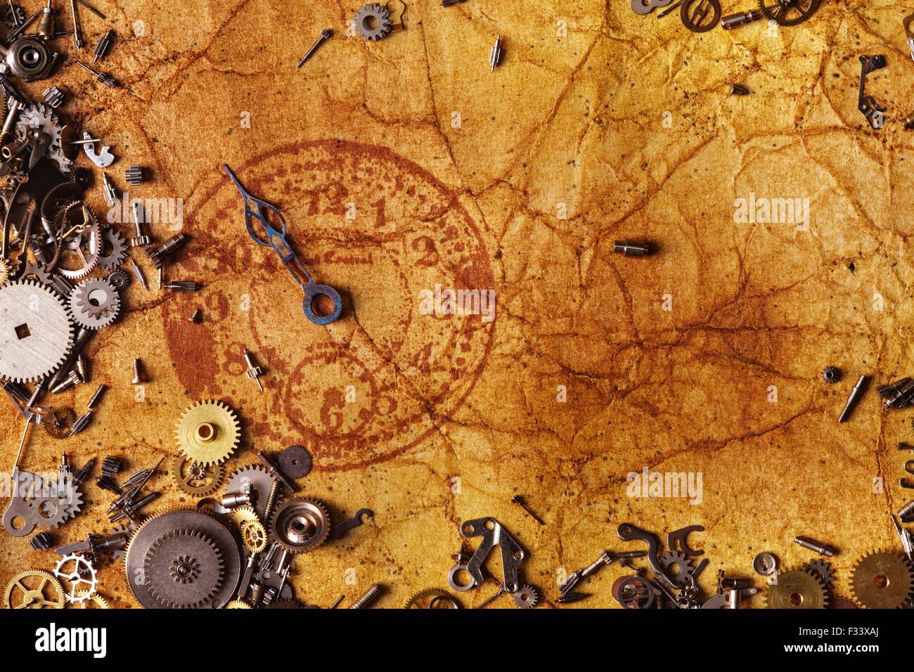 The clock stamp on the old textured paper Stock Photo - Alamy