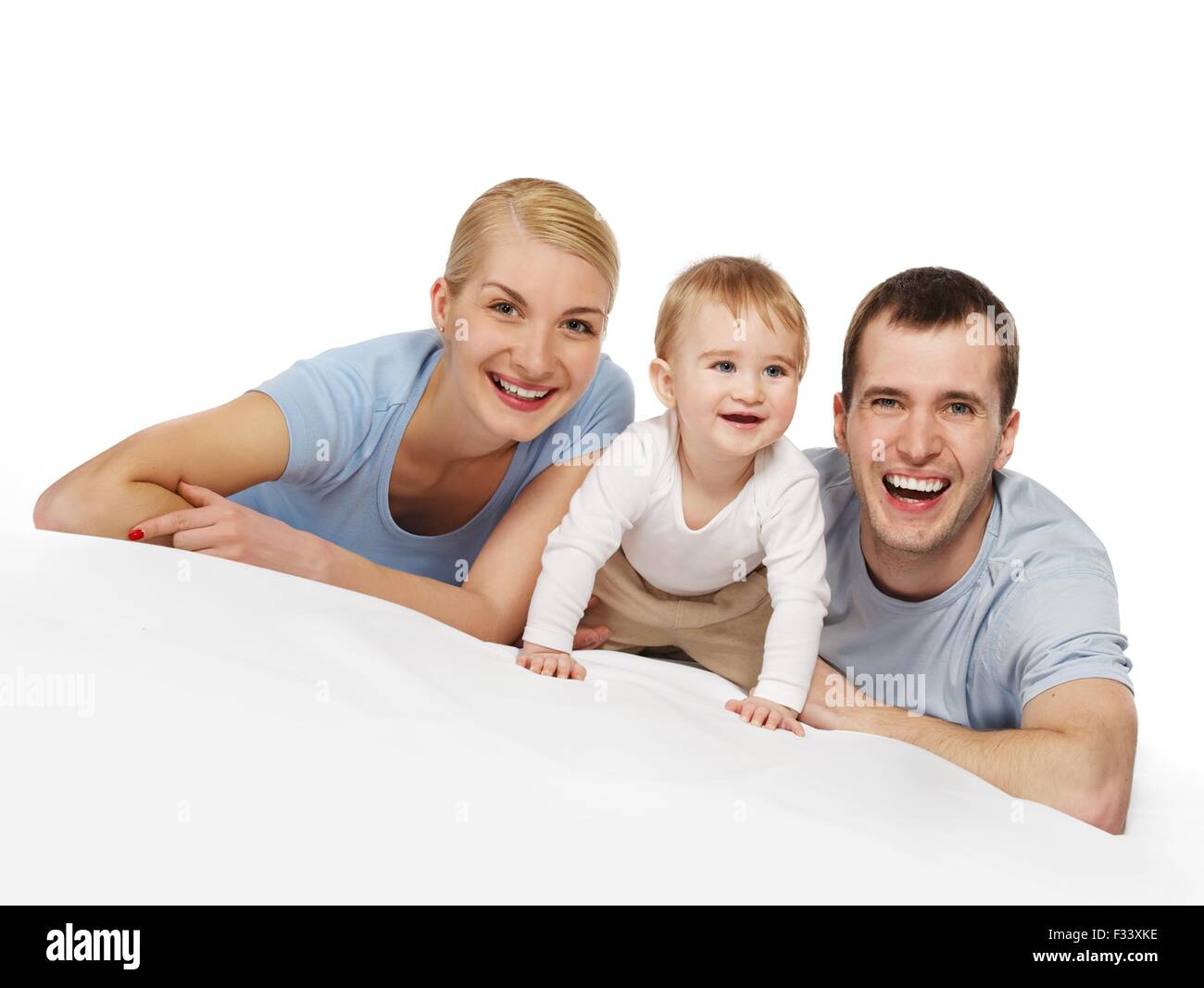 Happy family isolated on white background Stock Photo - Alamy