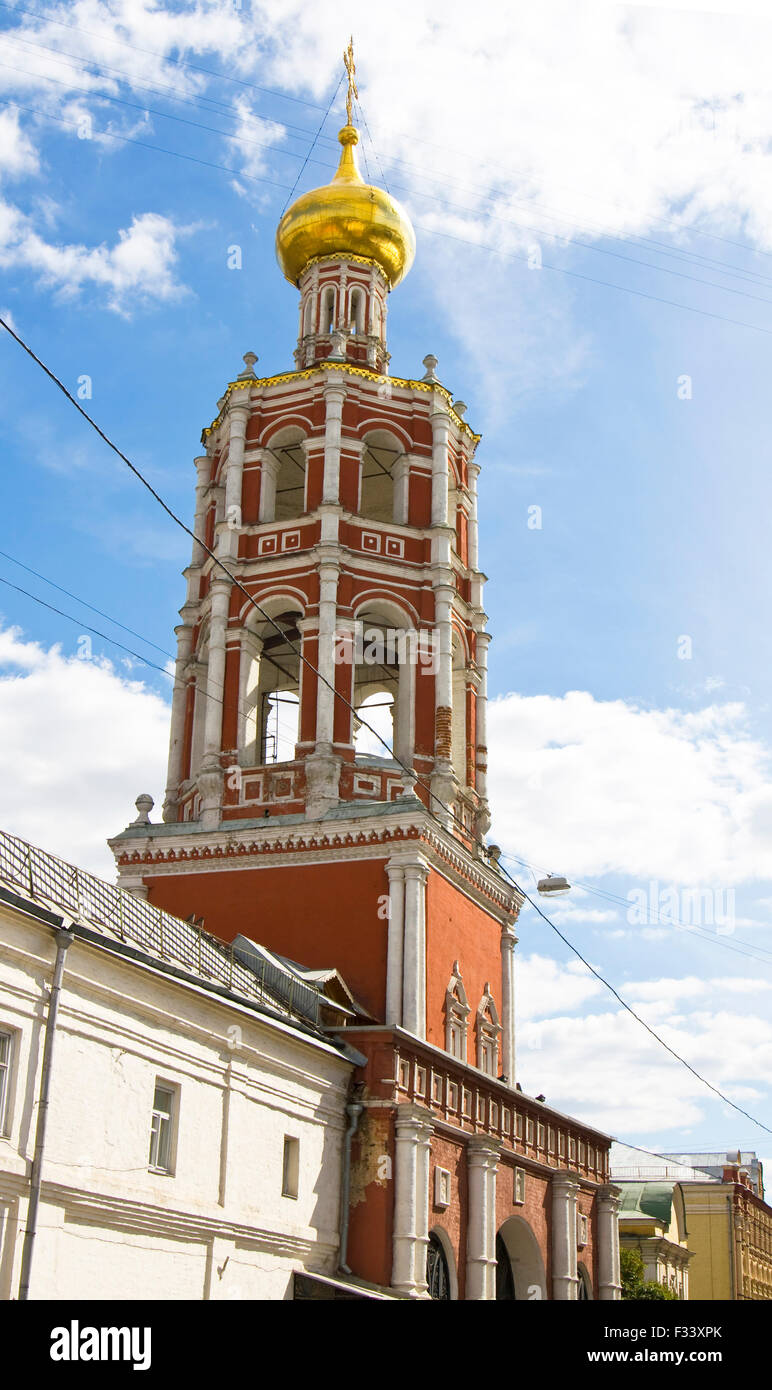 Moscow, bell tower of orthodox Visoko-Petrovsky monastery Stock Photo - Alamy