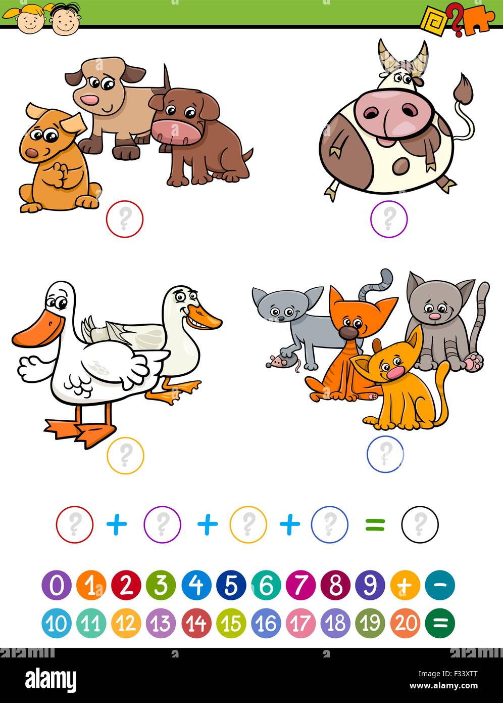 Cartoon Illustration of Education Mathematical Subtraction Game for ...