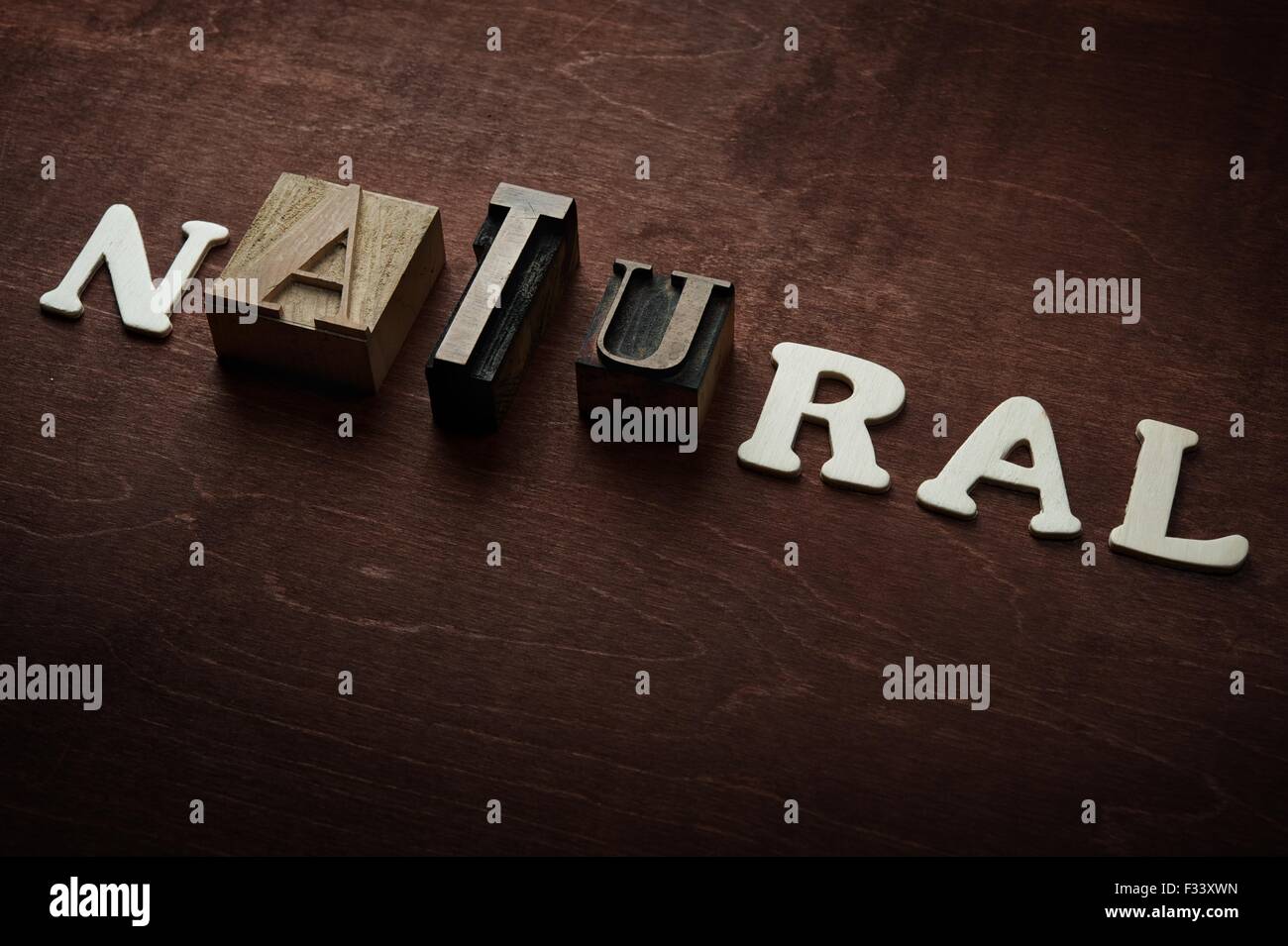 The word natural written on wooden background Stock Photo - Alamy