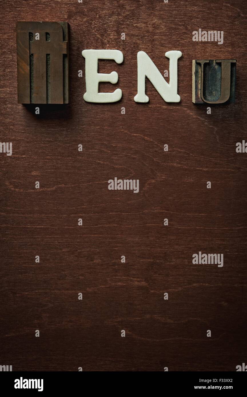 The word menu written on wooden background Stock Photo - Alamy