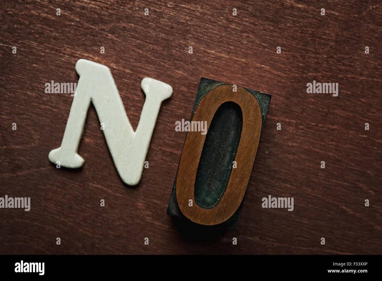 The word no written on wooden background Stock Photo - Alamy