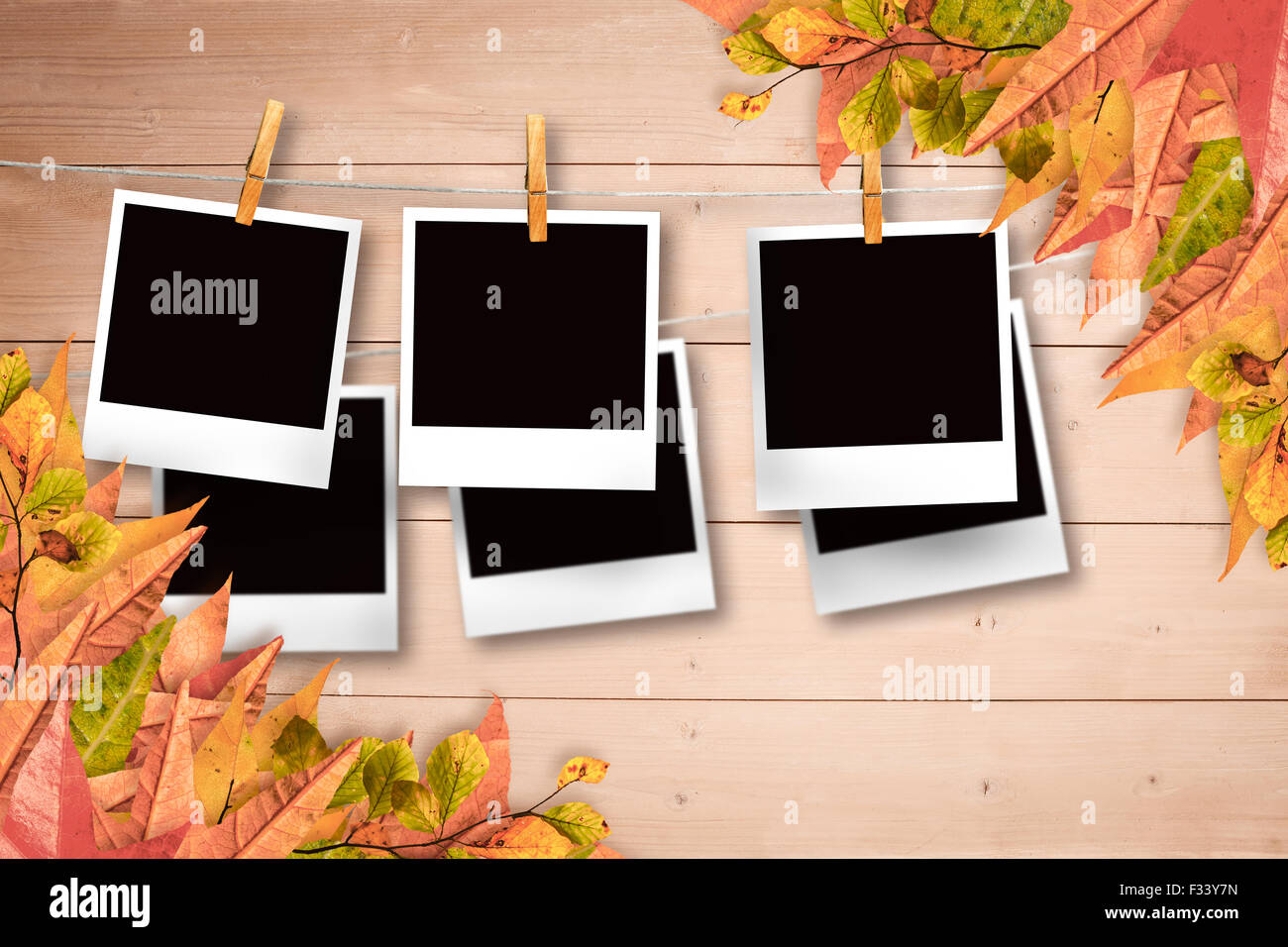 Composite image of autumn leaves pattern Stock Photo - Alamy