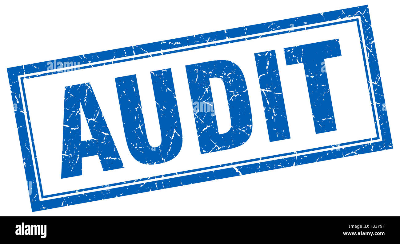 audit blue square grunge stamp on white Stock Photo - Alamy