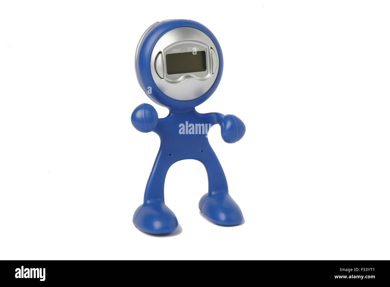 Digital clock human figure easy isolated against white background Stock ...