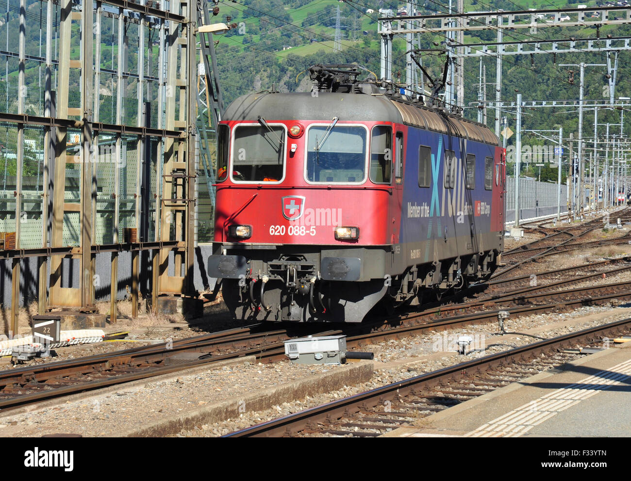 Class 620 electric locomotive at Brig, Valais, Switzerland Stock Photo ...