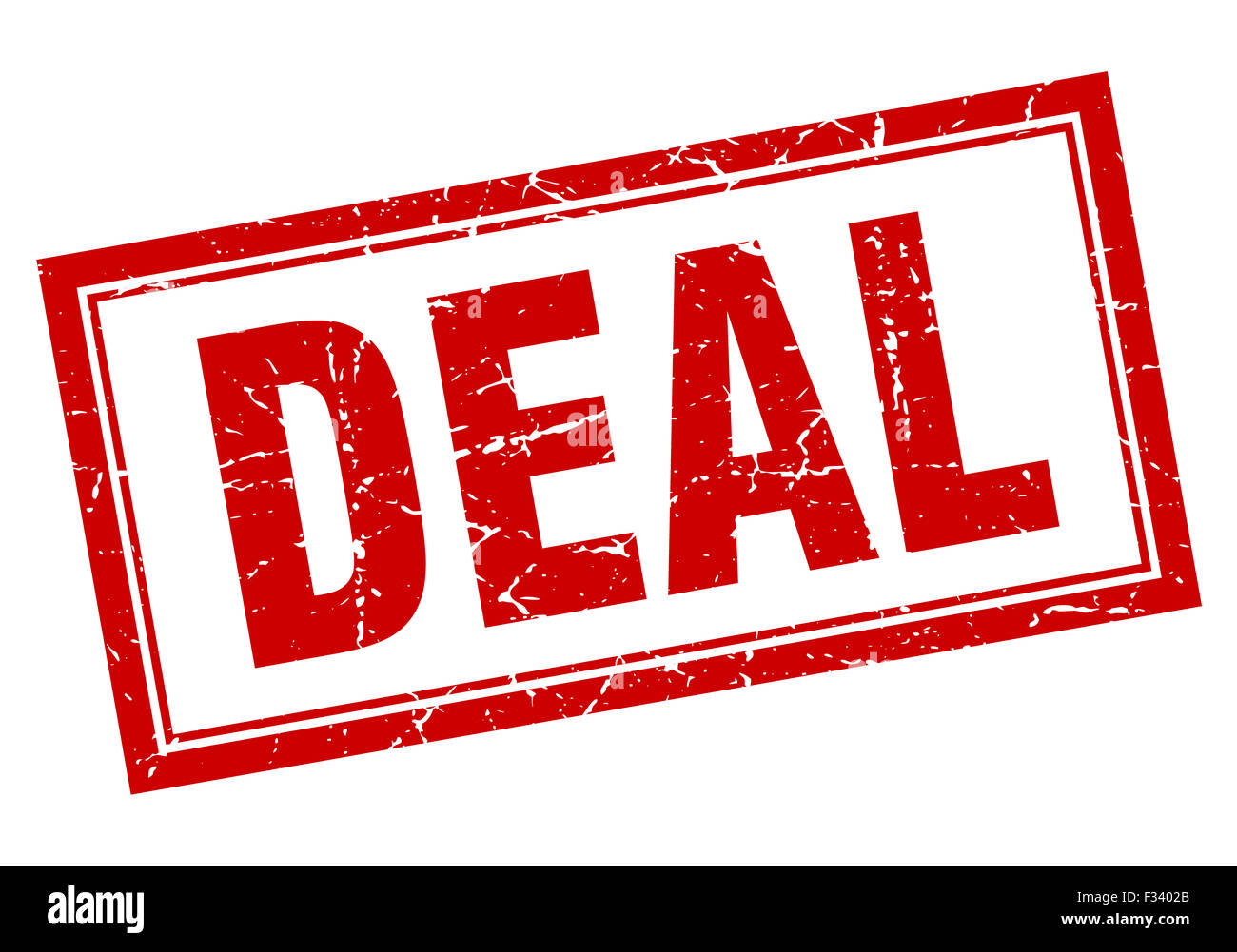 deal red square grunge stamp on white Stock Photo - Alamy