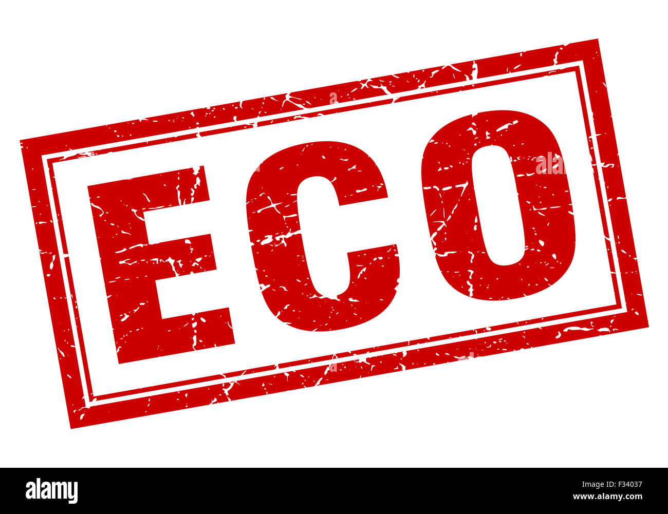 eco red square grunge stamp on white Stock Photo - Alamy