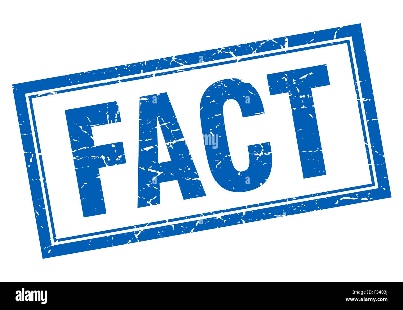 fact blue square grunge stamp on white Stock Photo - Alamy
