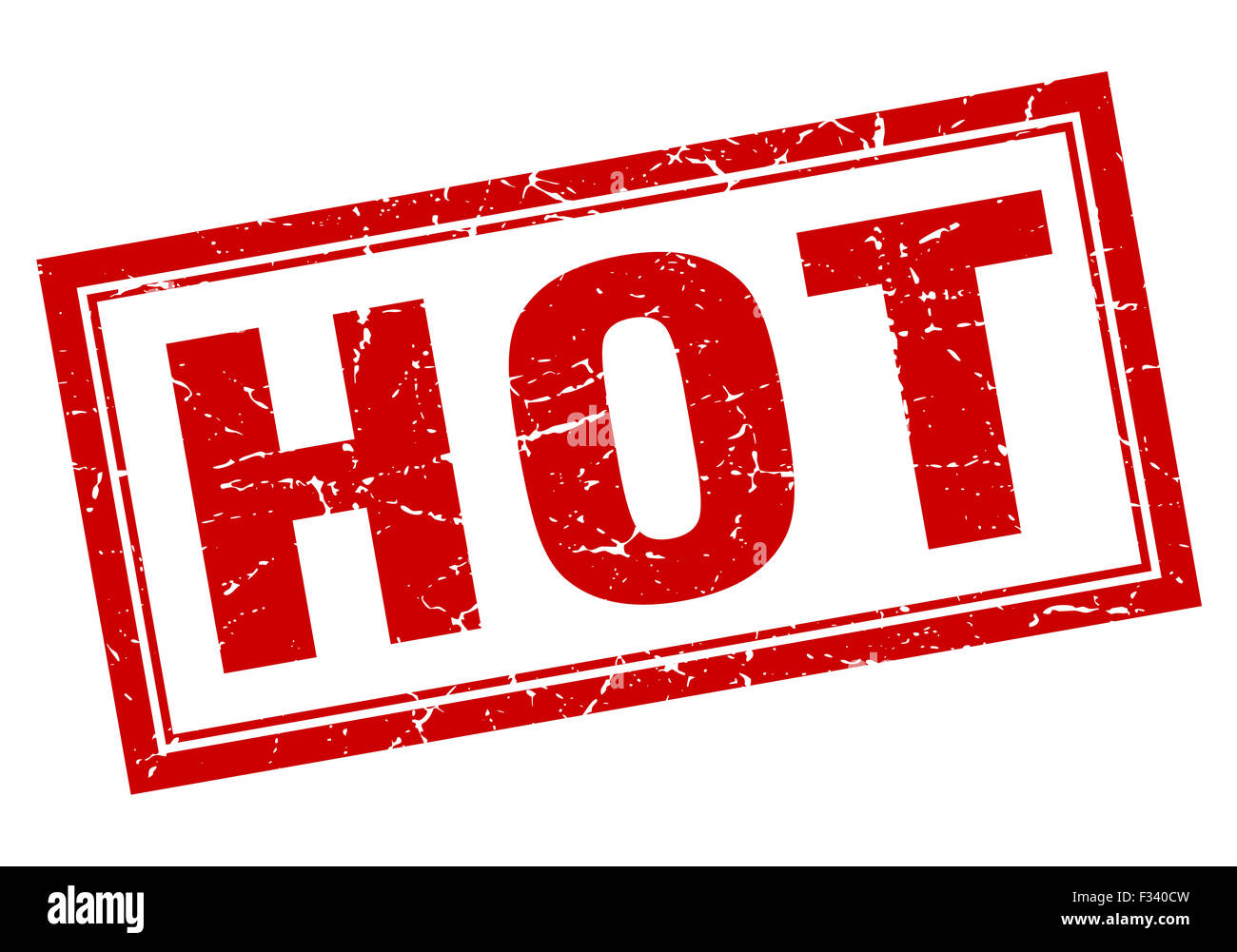 hot red square grunge stamp on white Stock Photo - Alamy