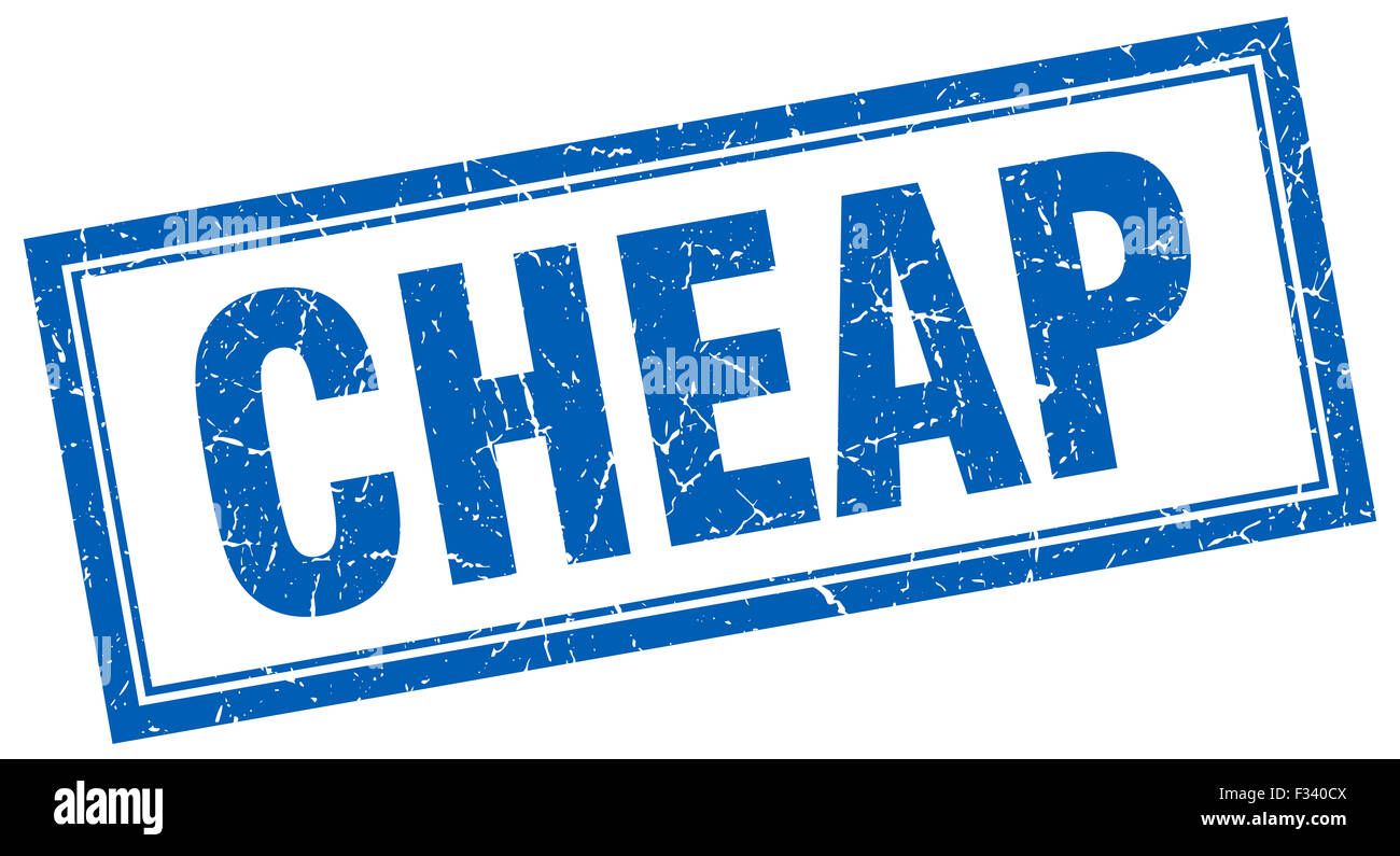 cheap blue square grunge stamp on white Stock Photo - Alamy