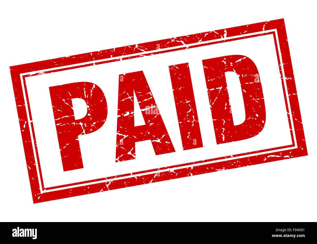 paid red square grunge stamp on white Stock Photo - Alamy