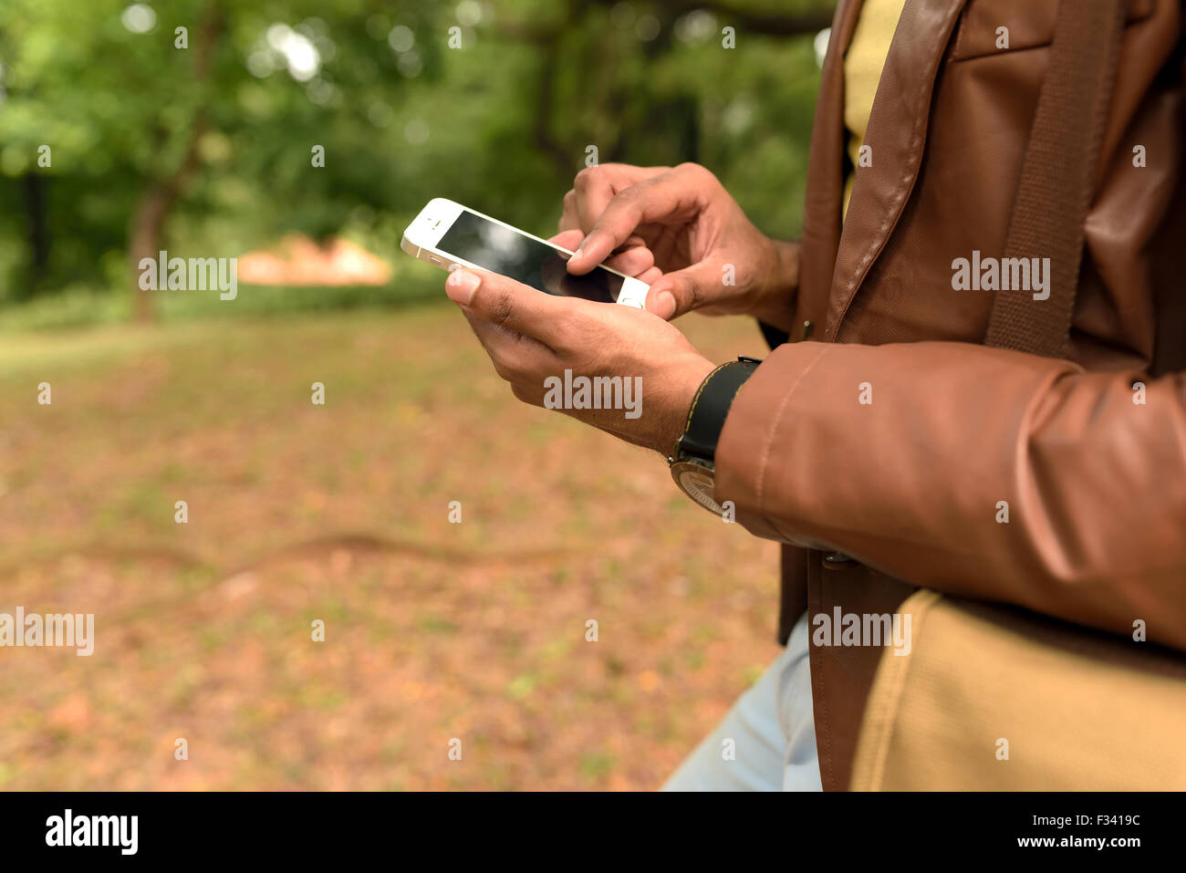 Asian , Man , Using Smart Phone , Outdoor Stock Photo - Alamy