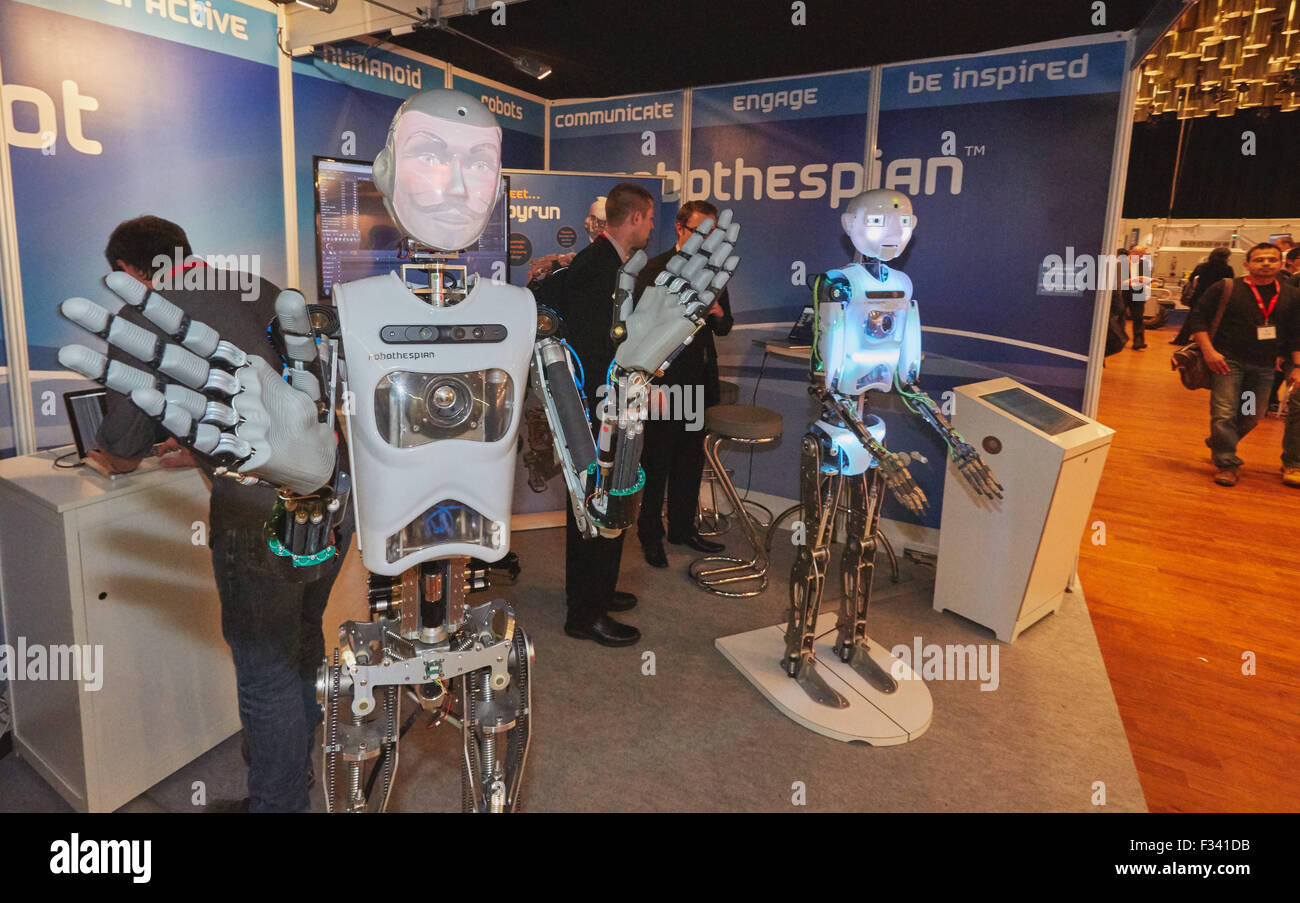 Hamburg, Germany. 29th Sep, 2015. The 'robothespian' robots type 'RT4 ...