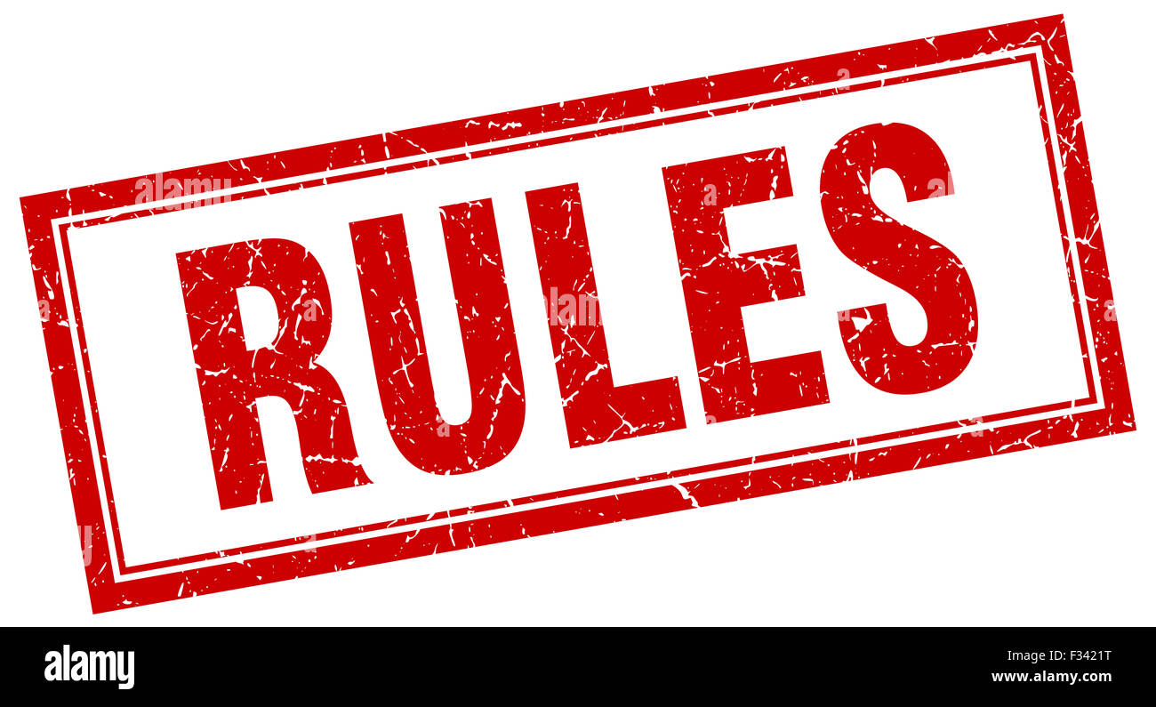 rules red square grunge stamp on white Stock Photo - Alamy