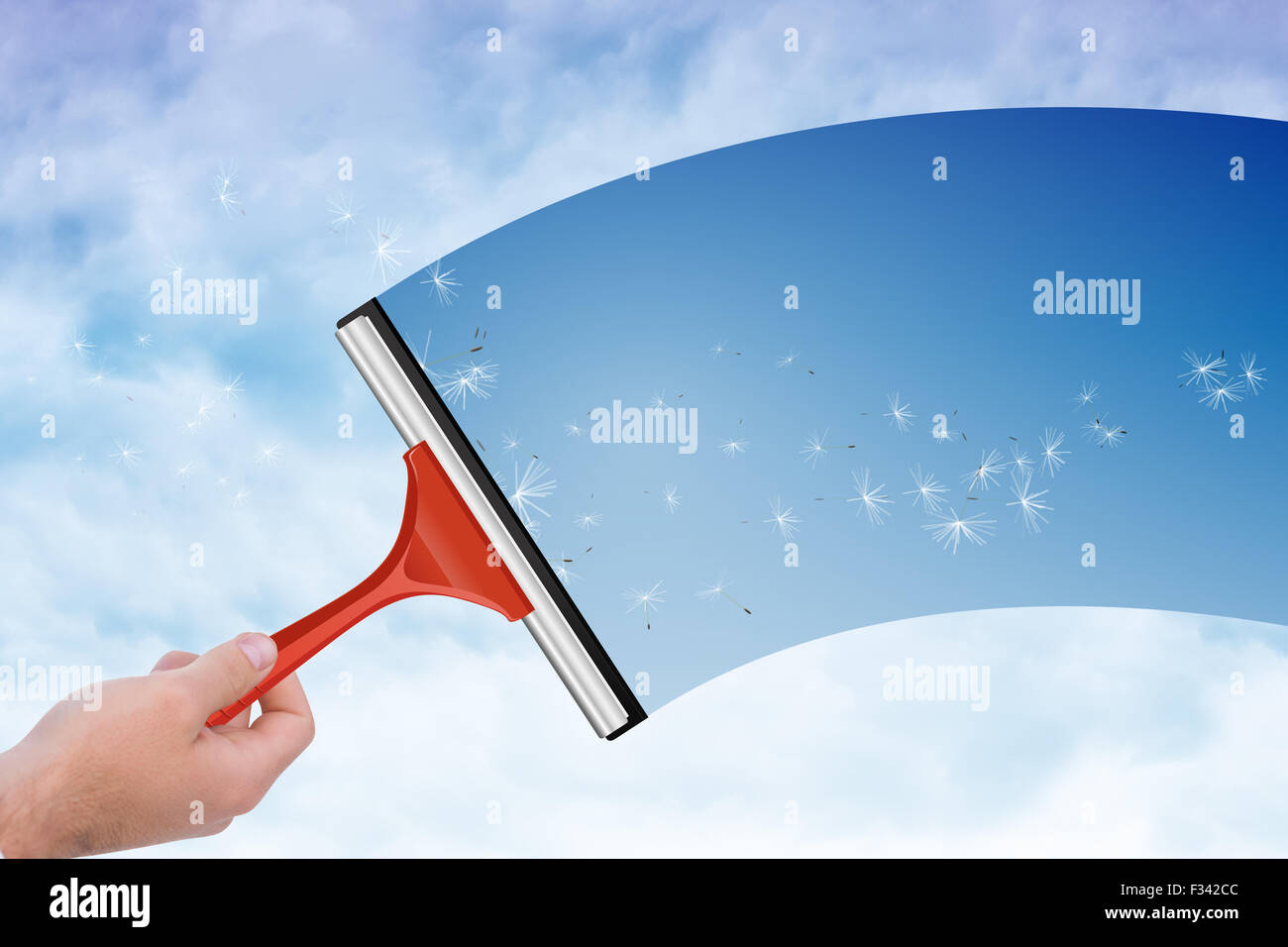 Composite image of hand using wiper Stock Photo - Alamy