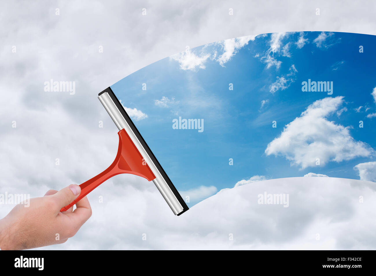 Composite image of hand using wiper Stock Photo - Alamy