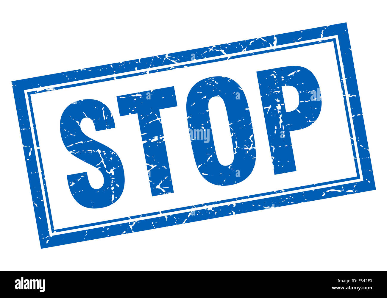 stop blue square grunge stamp on white Stock Photo - Alamy