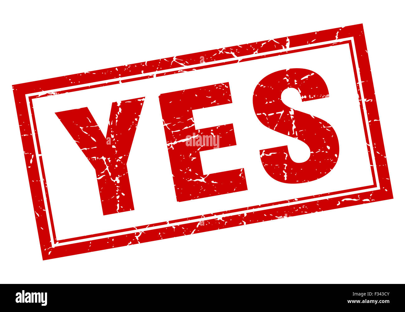 yes red square grunge stamp on white Stock Photo - Alamy