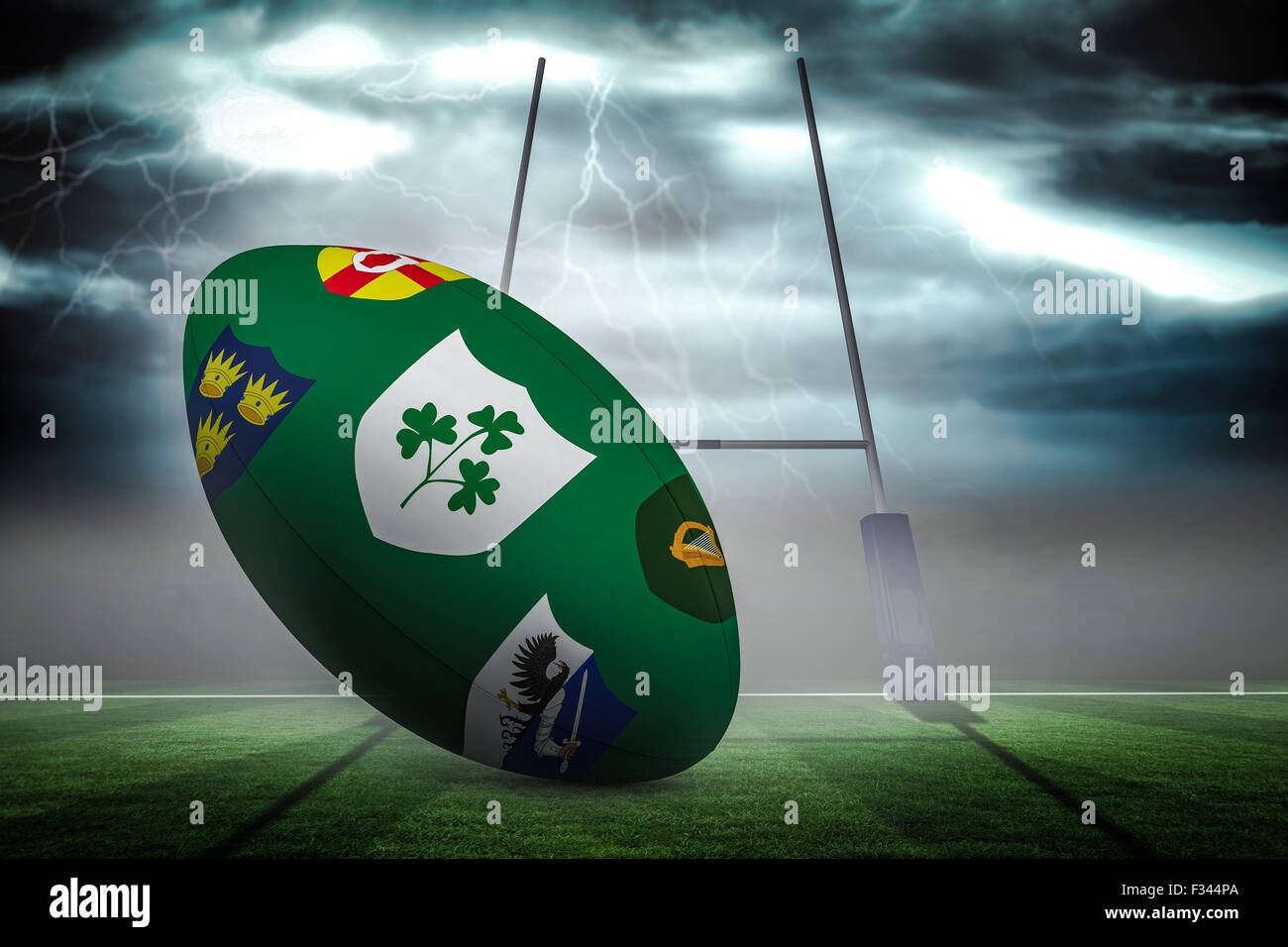 Composite image of various coat of arms on rugby ball Stock Photo - Alamy