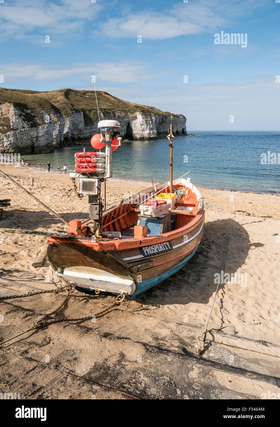 Fishing Coble on Beach at North Landing Flamborough Yorkshire UK Stock ...