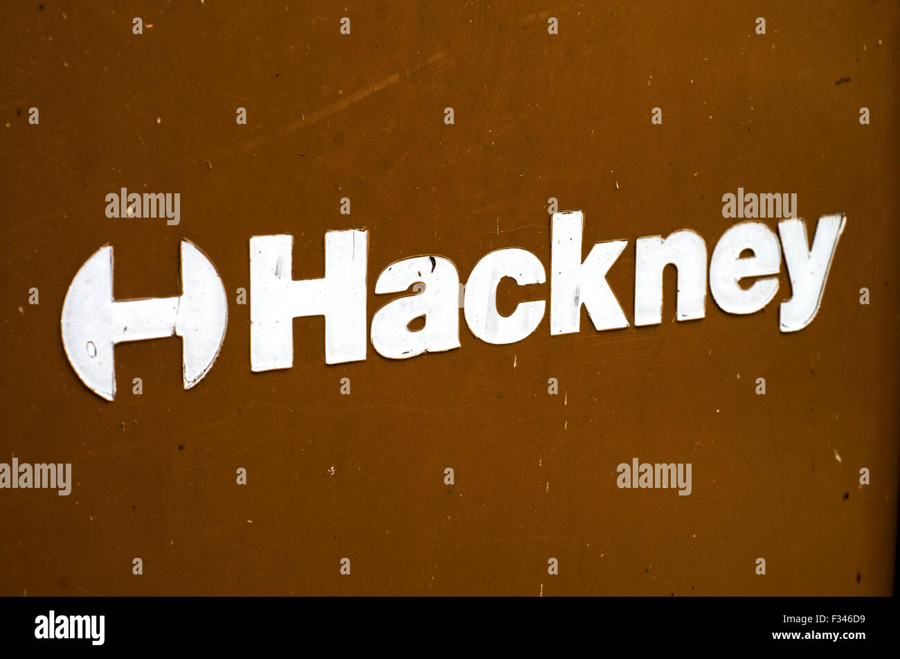 Hackney logo on brown, garden waste recycling rubbish bin, for flowers ...