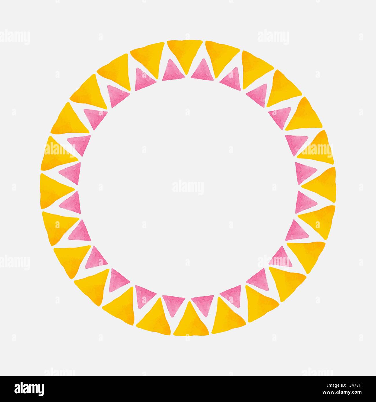 Watercolor bright template of triangles . Round frame Stock Vector ...