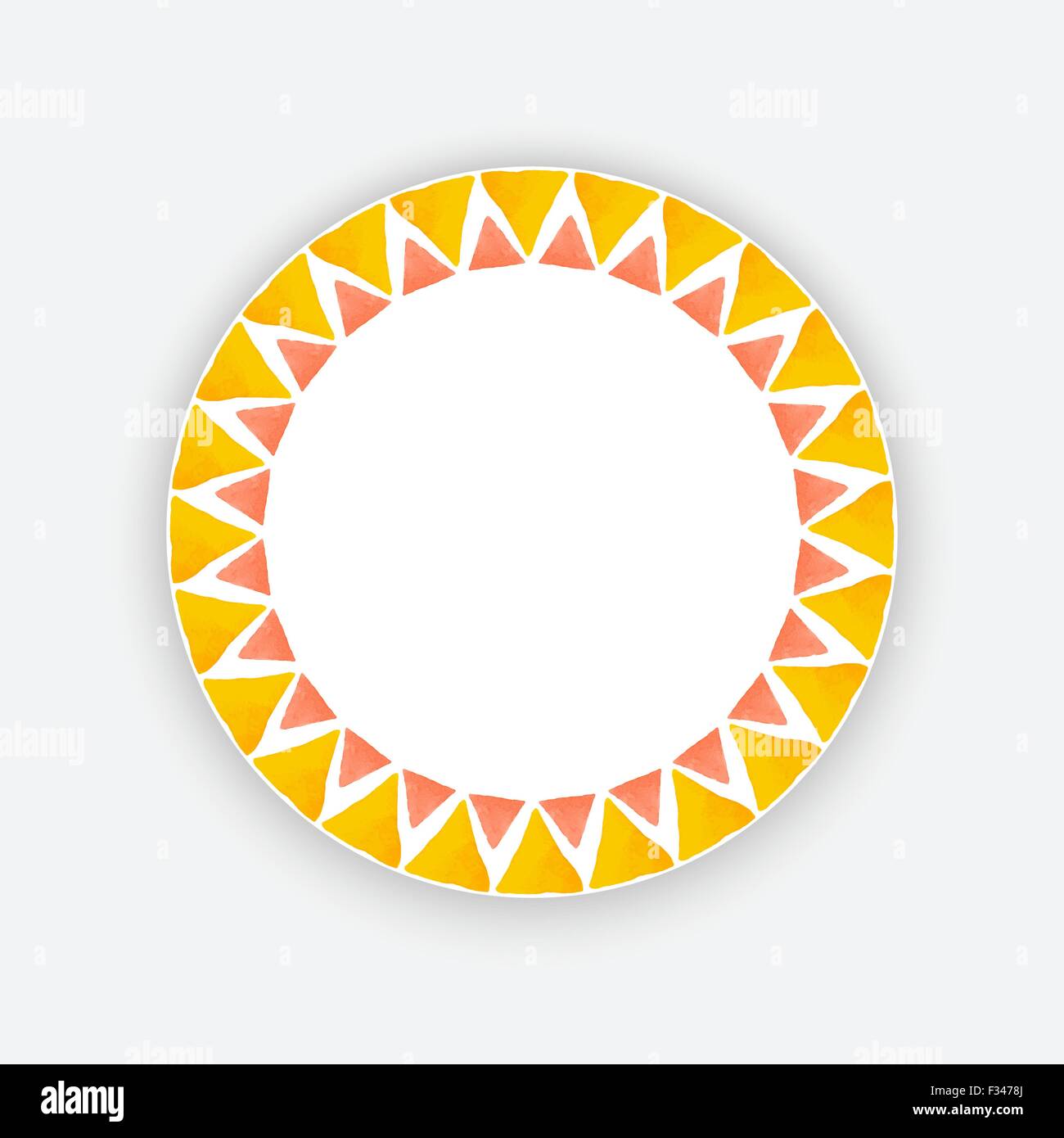Watercolor vector bright template of triangles . Round frame Stock ...