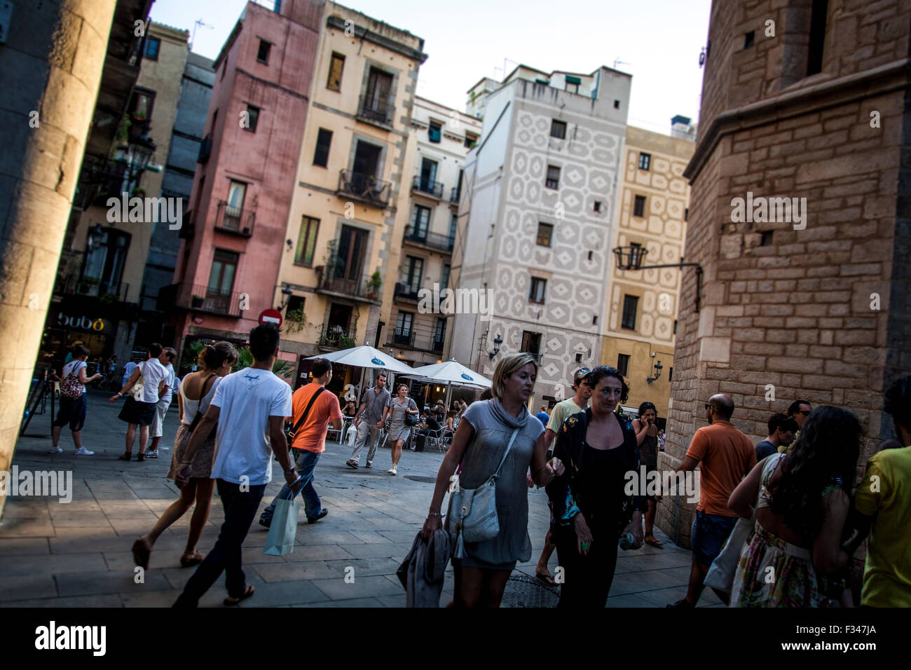 Santa Maria square in the Born district, Barcelona, Catalonia, Spain ...