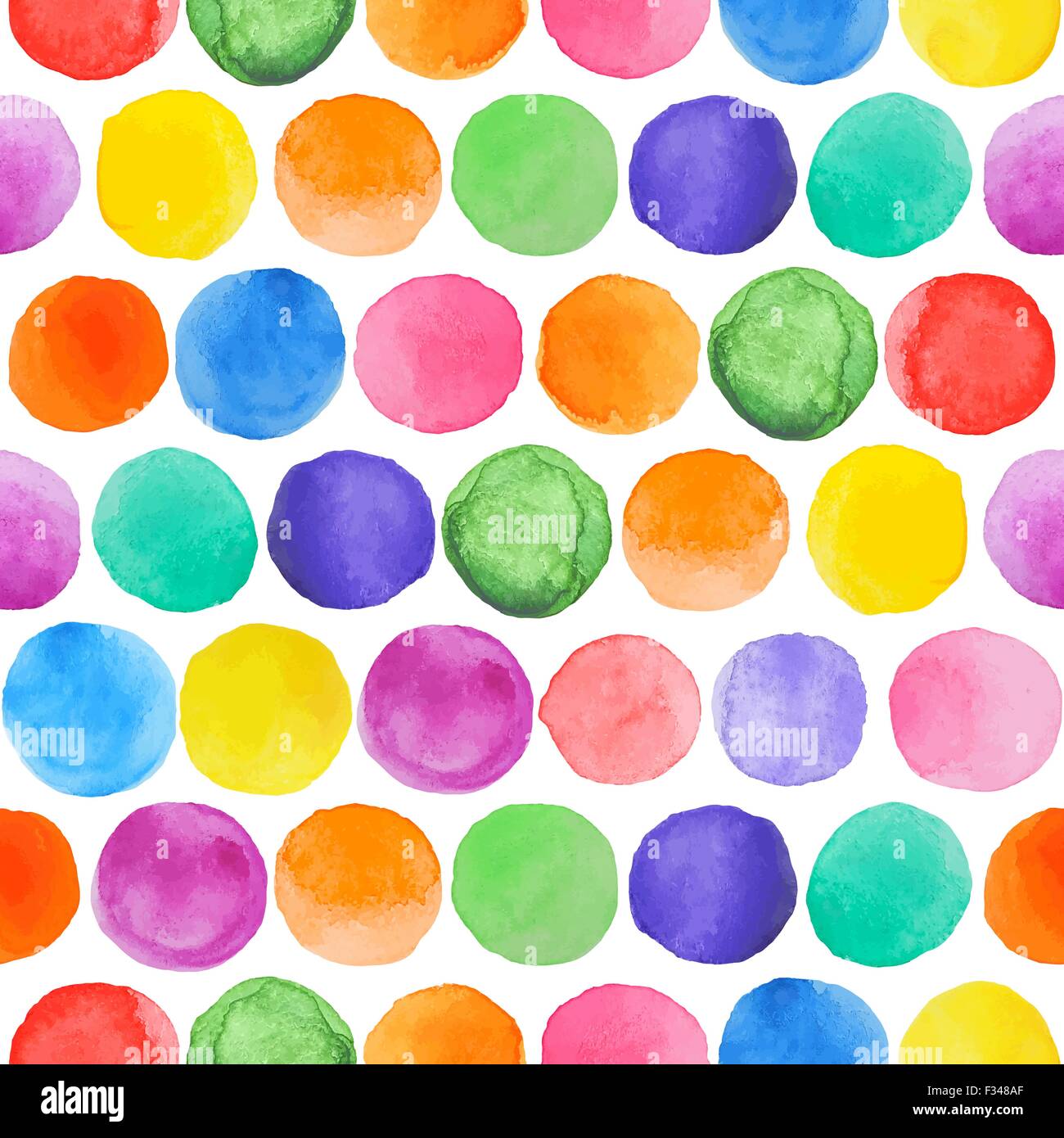 Watercolor round shapes seamless ornament. Polka dot on white ...